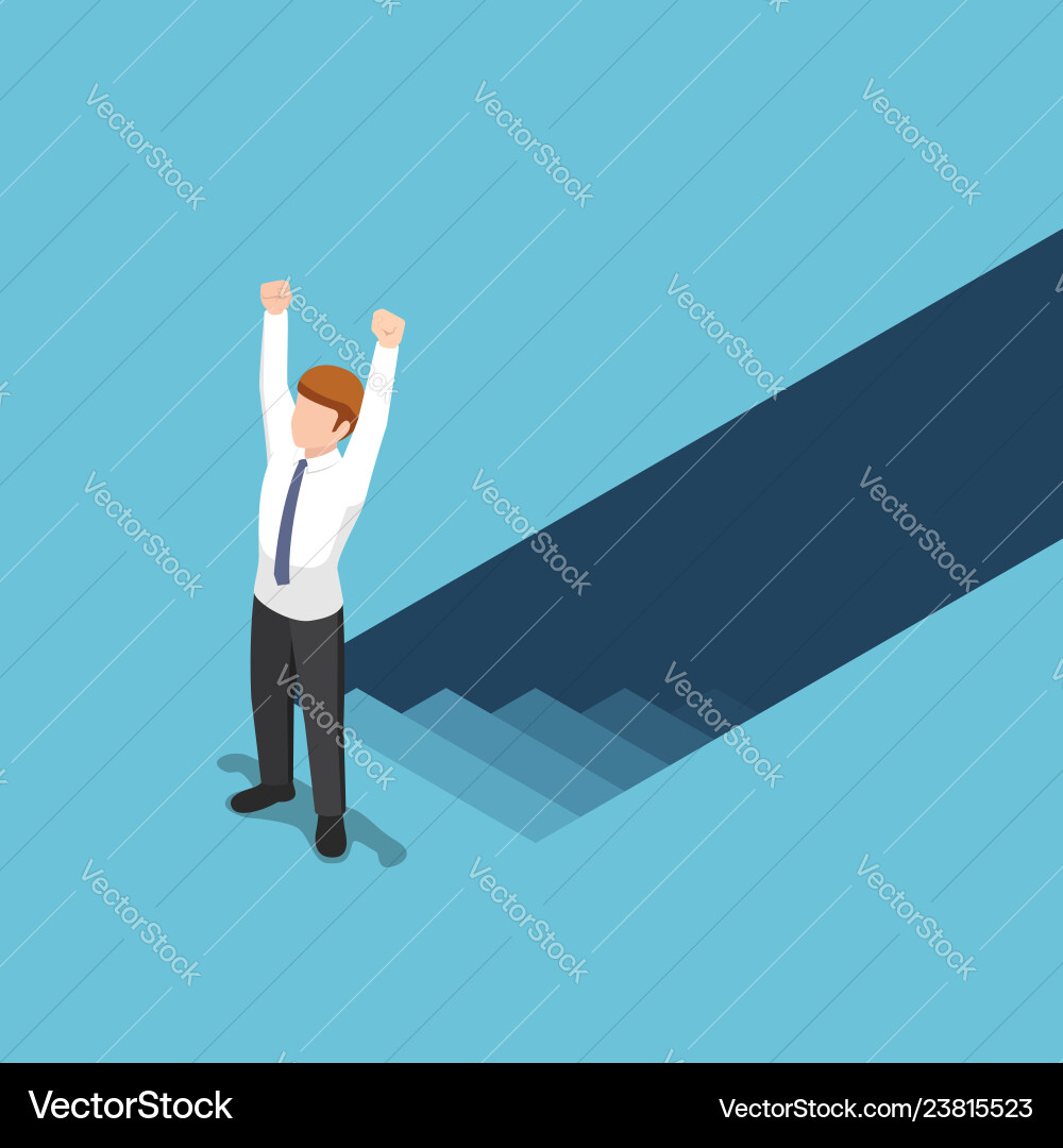 Isometric businessman climbed up from underground Vector Image