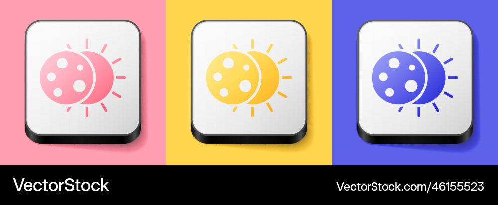 Isometric eclipse of the sun icon isolated on pink