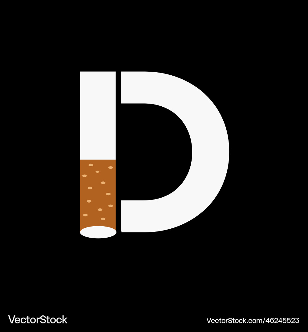 Letter d smoke logo concept with cigarette icon Vector Image