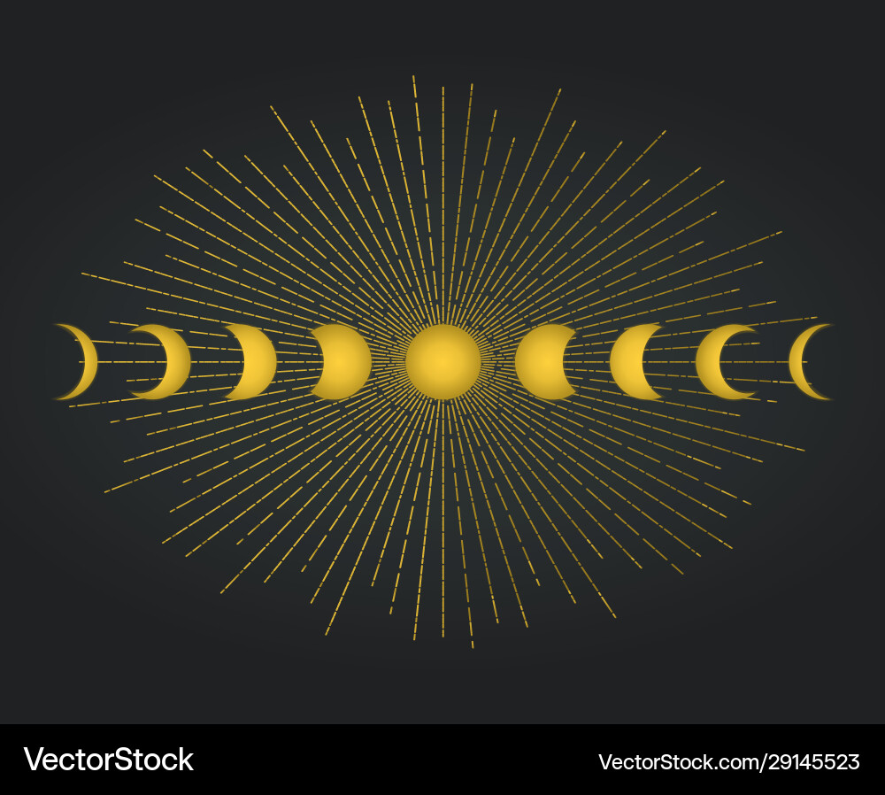 Lunar Cycle & Astrology Symbolism Royalty Free Vector