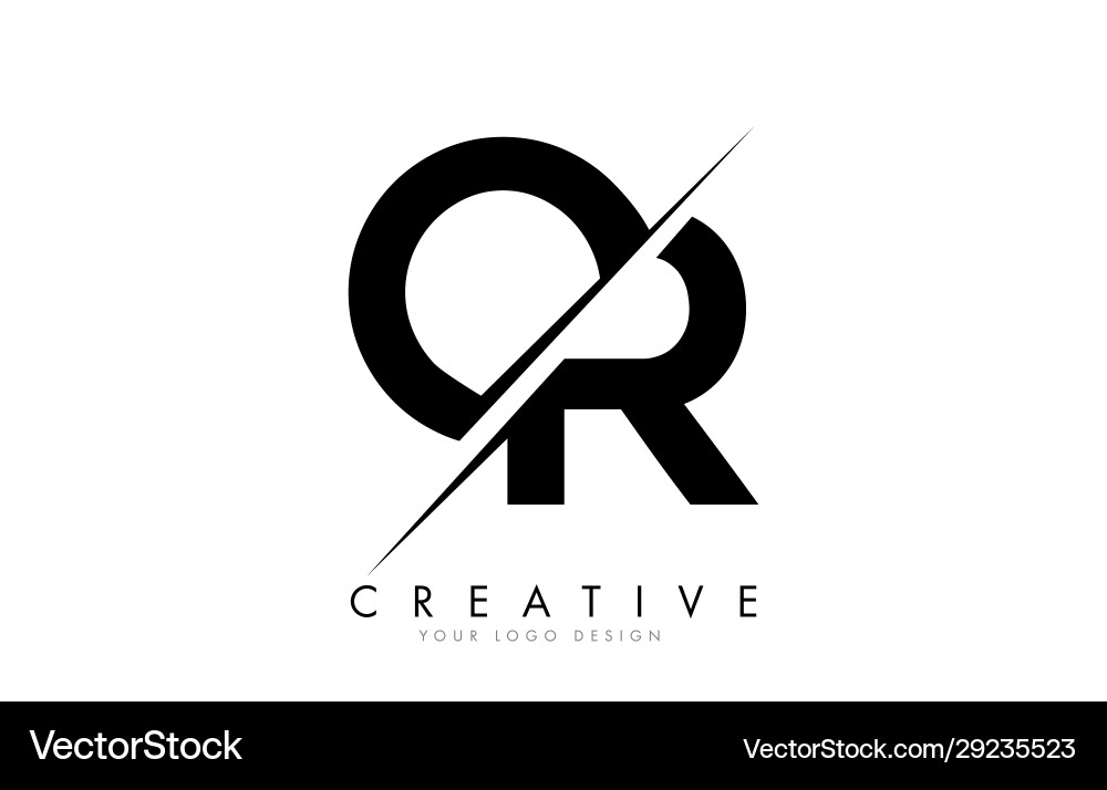 Or o r letter logo design with a creative cut Vector Image