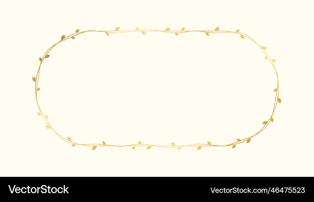 Oval golden frame with botanical design round Vector Image
