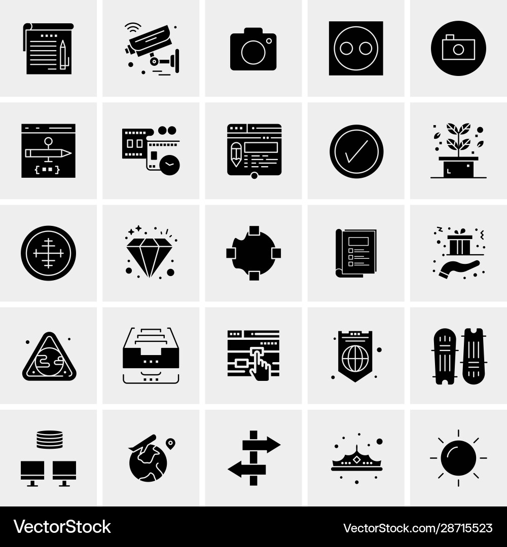 Set 25 universal business icons Royalty Free Vector Image