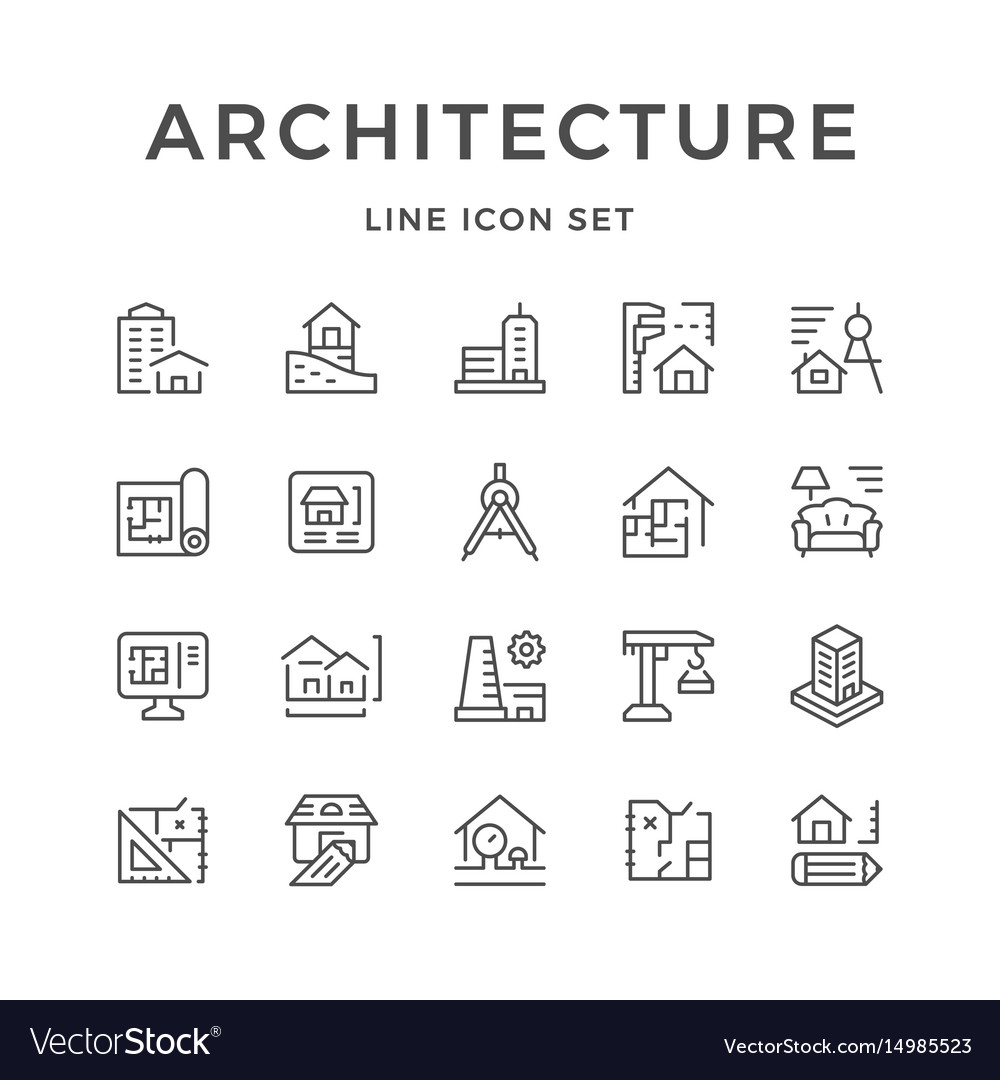 Set line icons architecture Royalty Free Vector Image