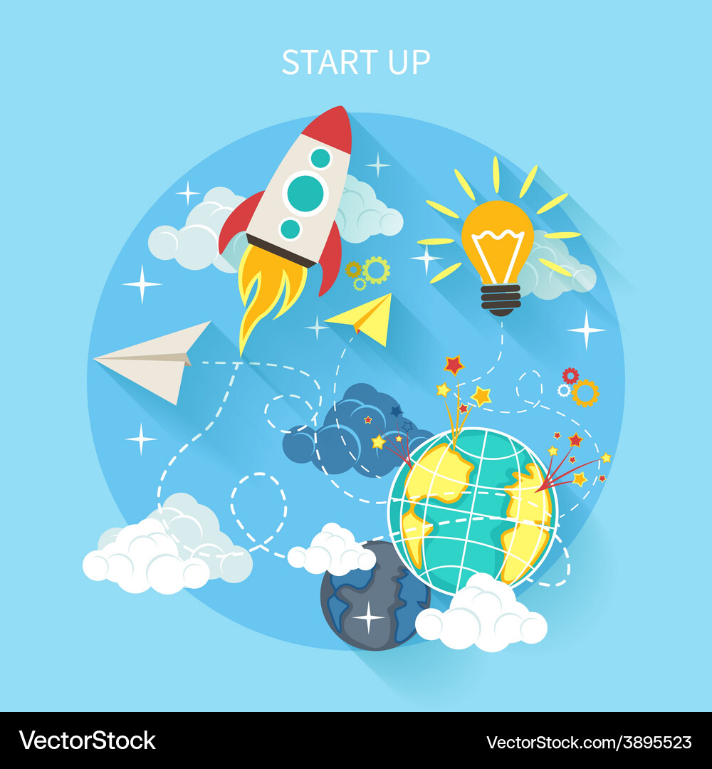Startup Rocket Launch Concept Royalty Free Vector Image