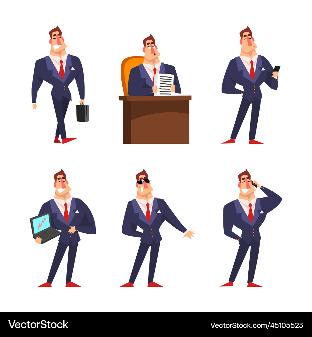 Successful businessman character as strong Vector Image