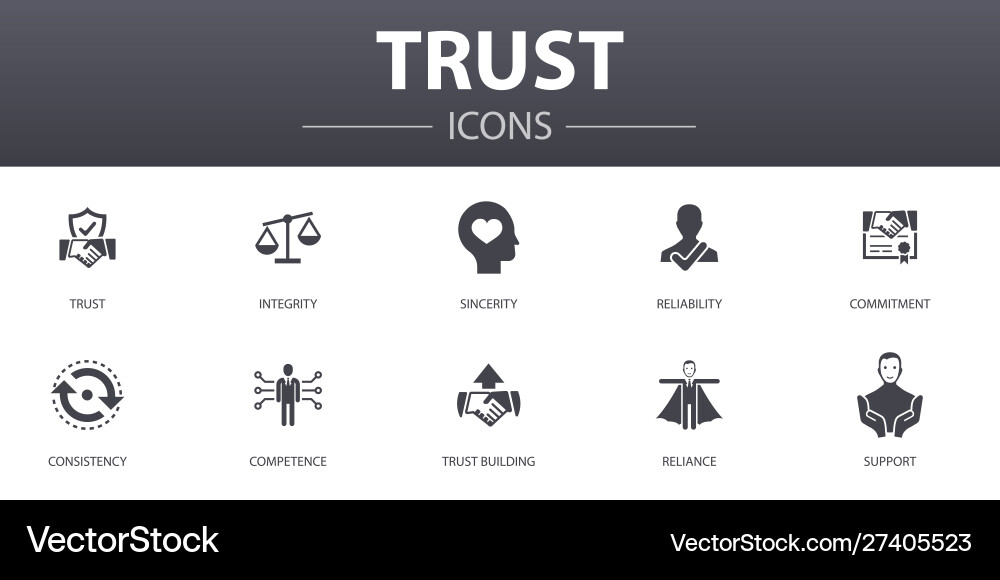 Trust simple concept icons set contains Royalty Free Vector