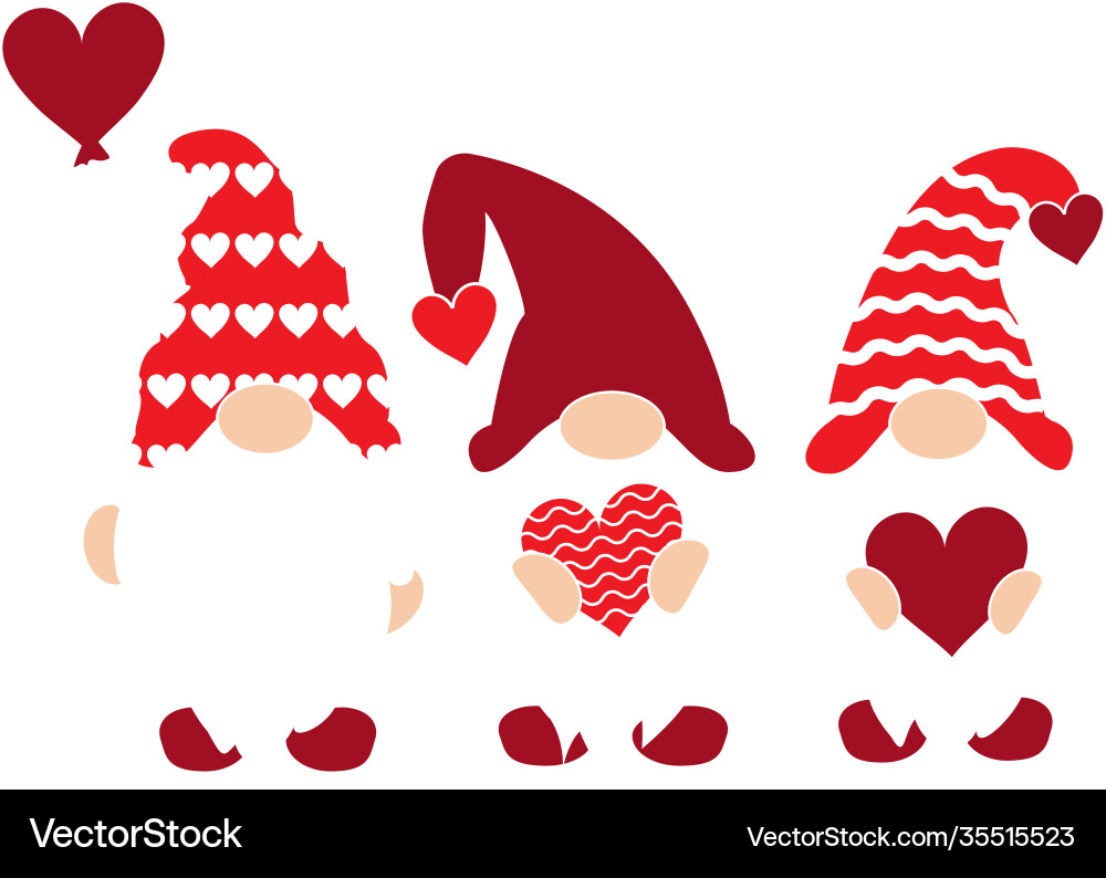 Valentines day gnomes with hearts day Royalty Free Vector