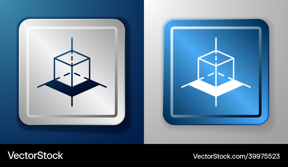 White 3d modeling icon isolated on blue and grey Vector Image