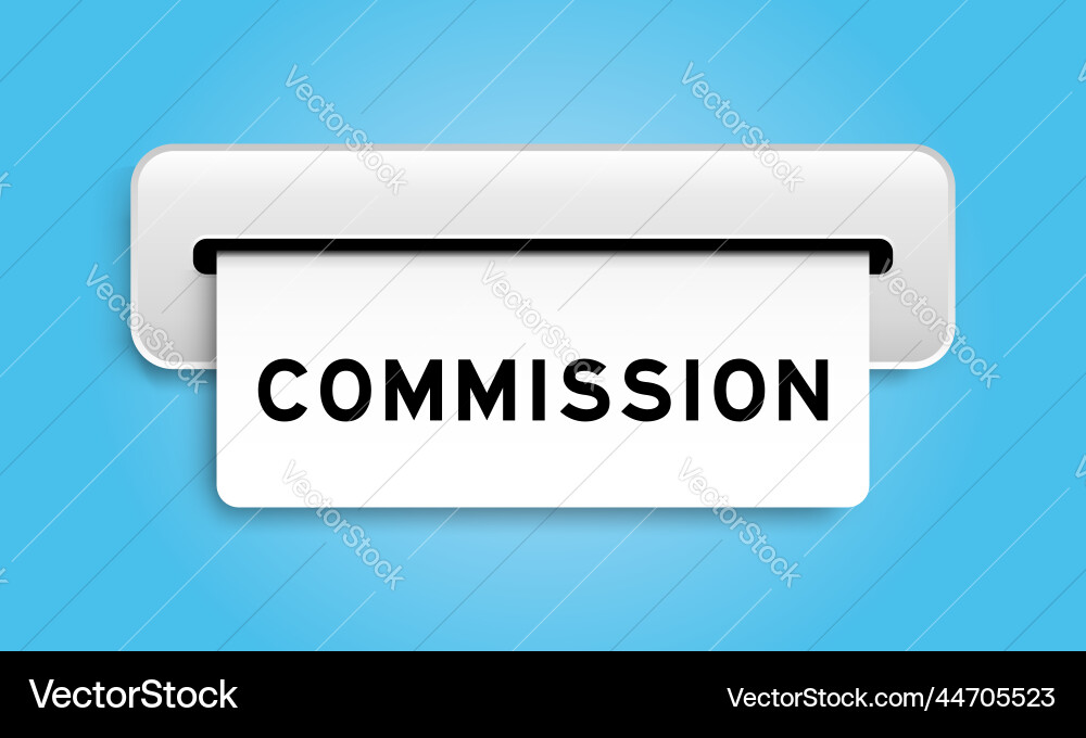 White coupon banner with word commission from Vector Image