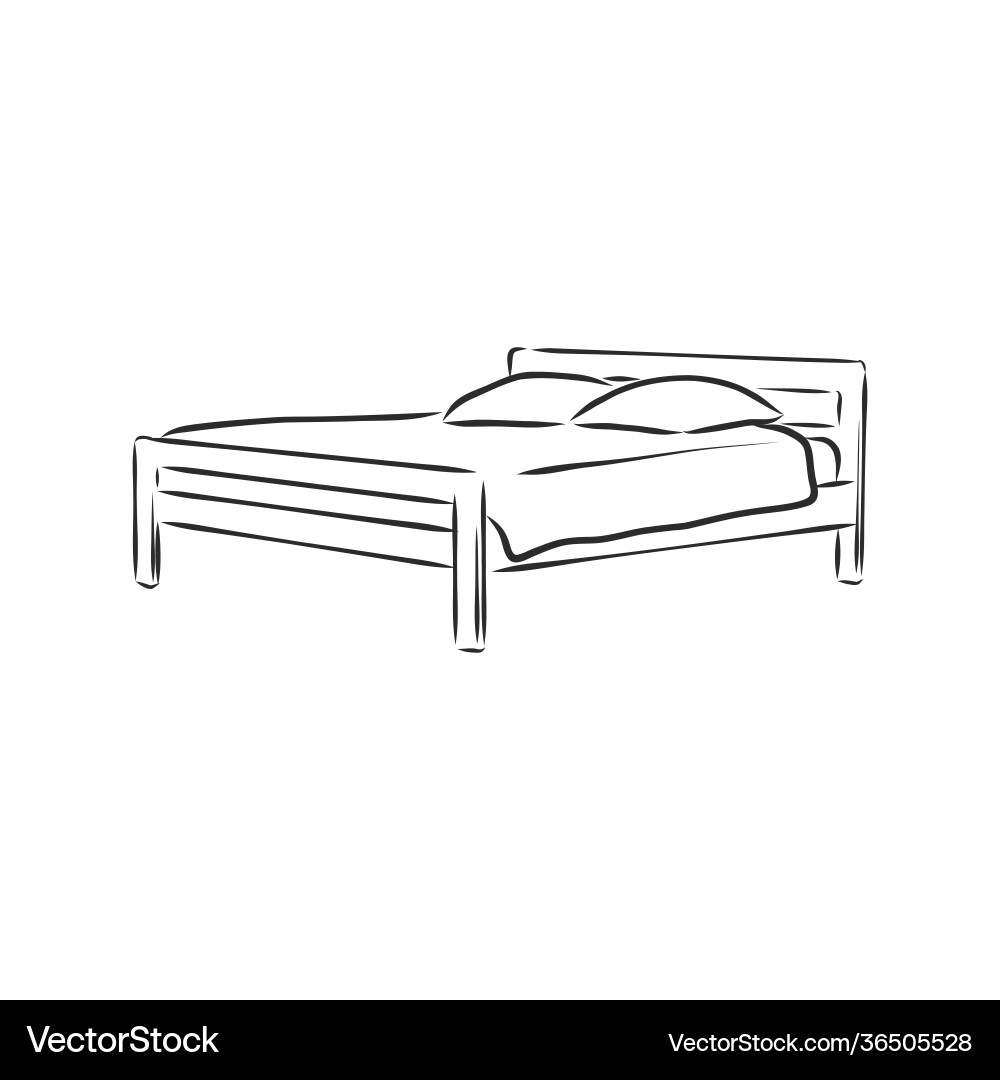 Black outline bed on white background bed sketch Vector Image