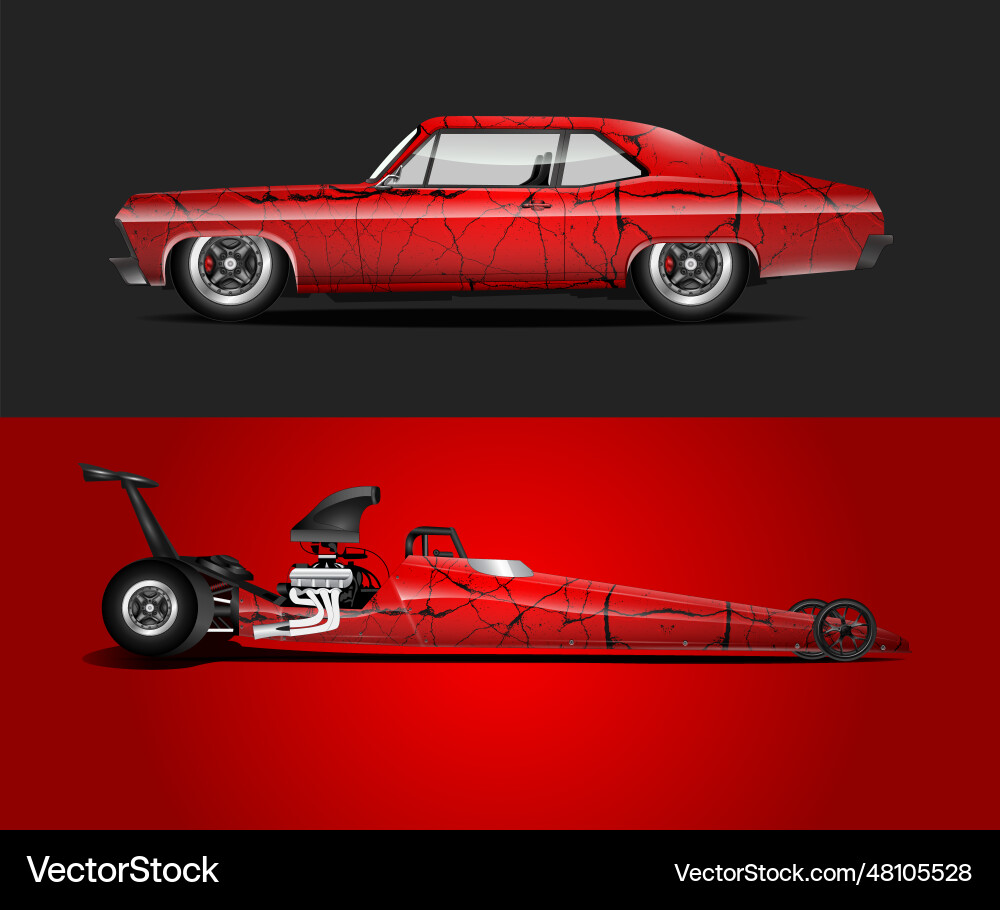Car wrap vinyl racing decal wrap and abstract Vector Image