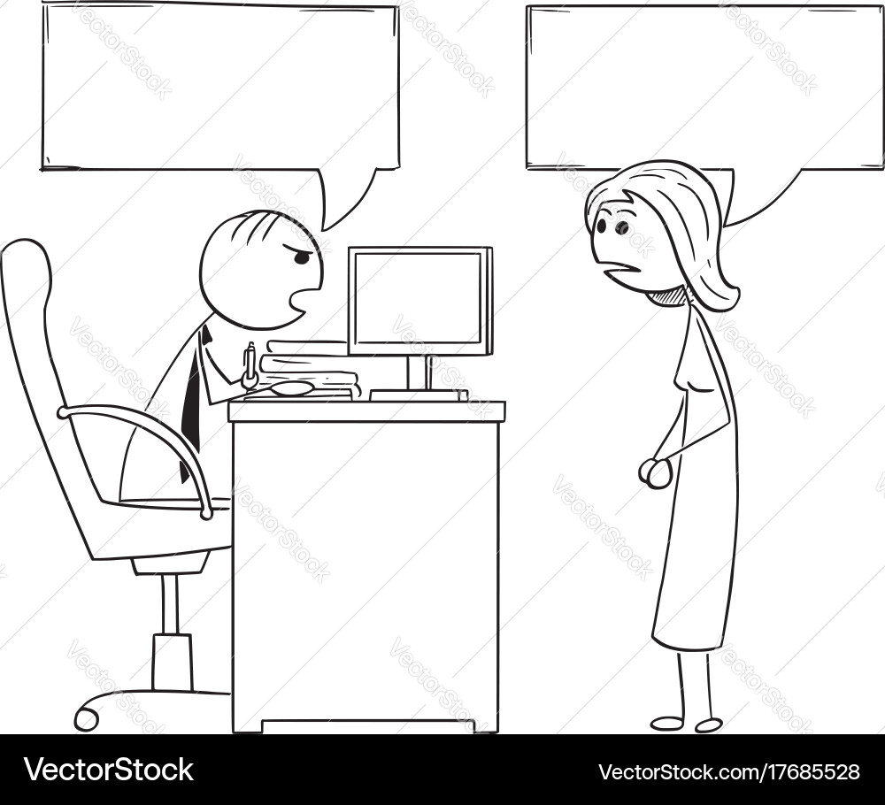 Cartoon boss manager talking with female Vector Image