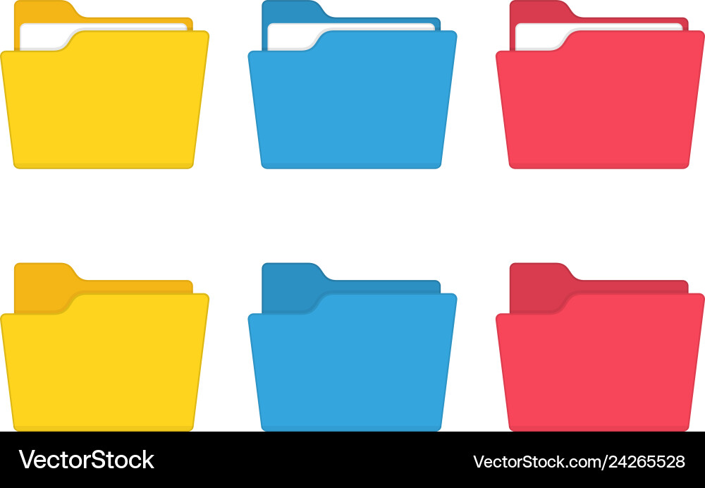 Colorful File Folders Set Royalty Free Vector Image