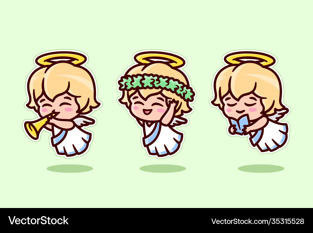 Cute christmas little angel in three different Vector Image