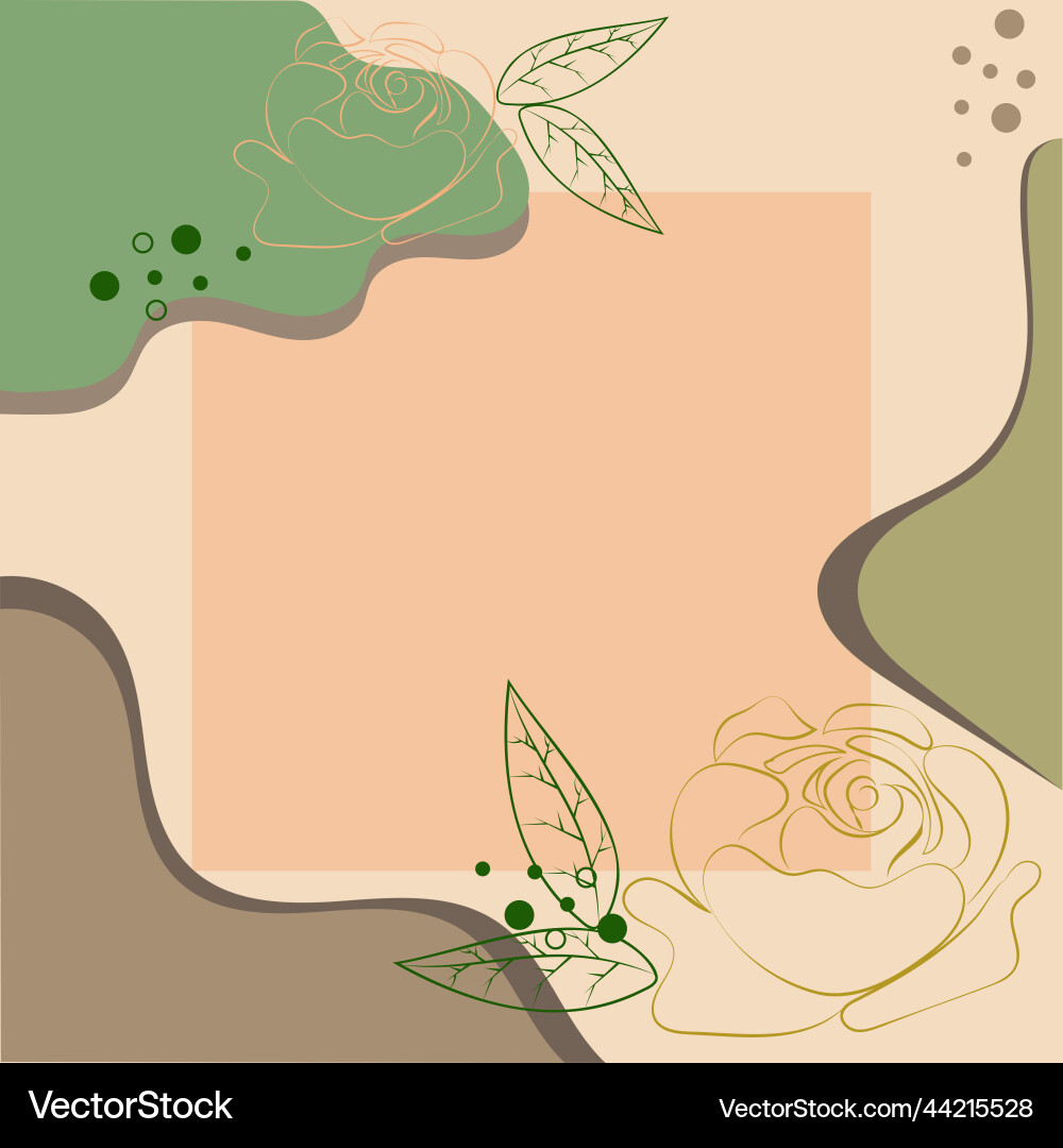Frame with leaves and flowers around Royalty Free Vector