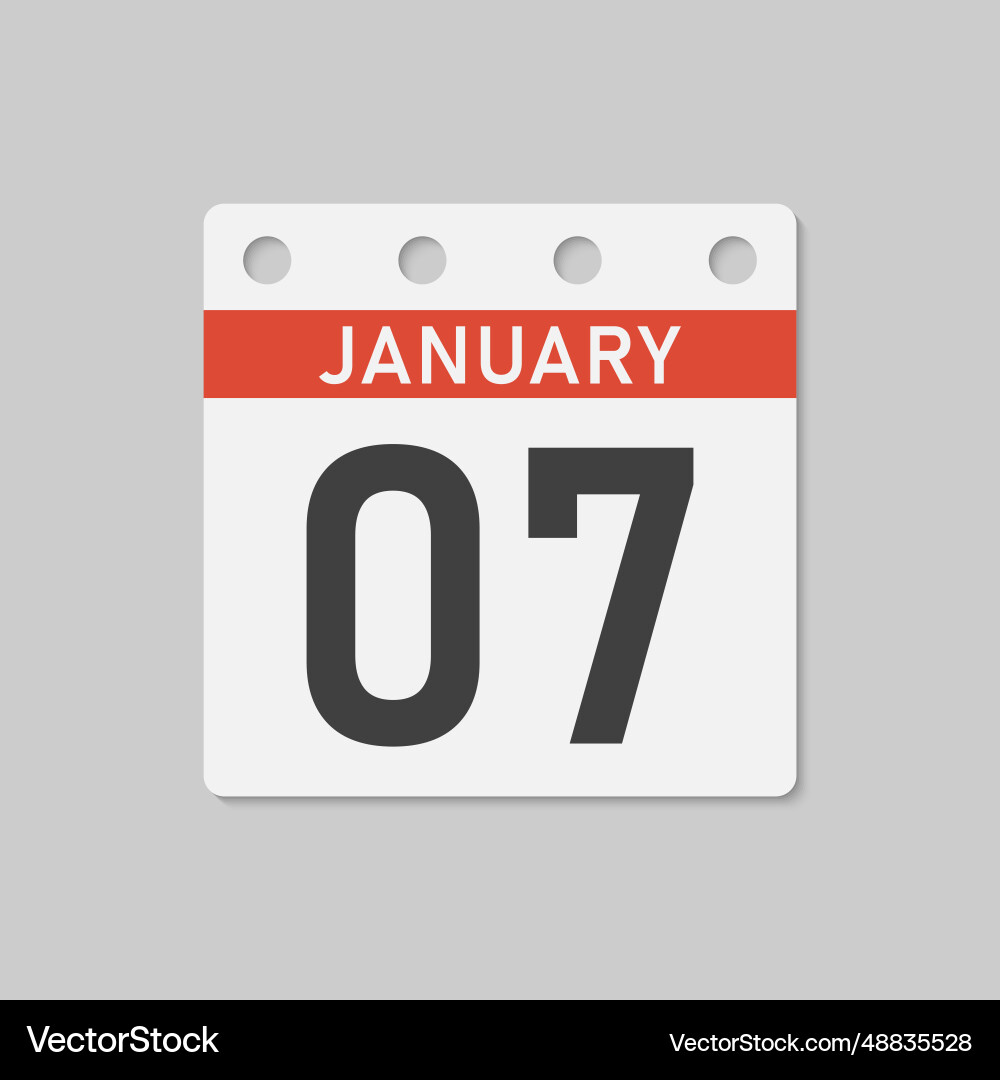 Icon page calendar day - 7 january Royalty Free Vector Image