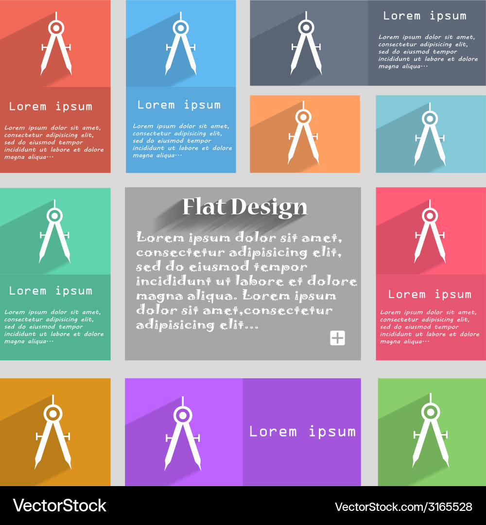 Mathematical compass sign icon set of colored Vector Image