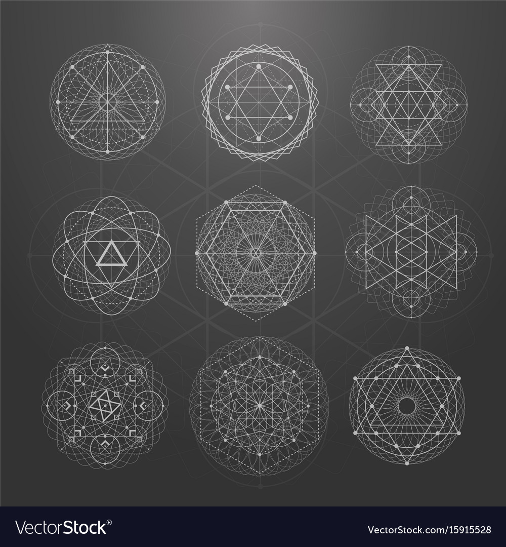 Sacred Geometry Signs Set Of Symbols And Elements Vector Image
