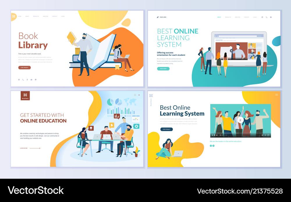 Set of web page design templates for education Vector Image