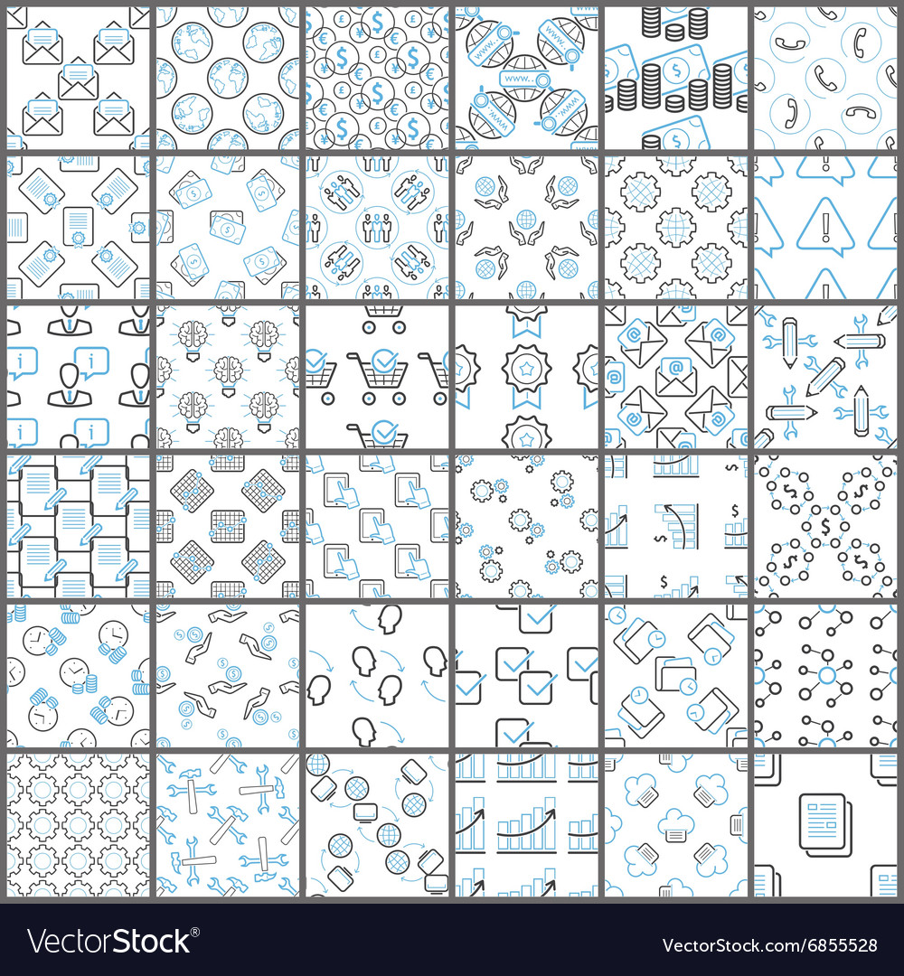 Set seamless pattern in flat style Royalty Free Vector Image