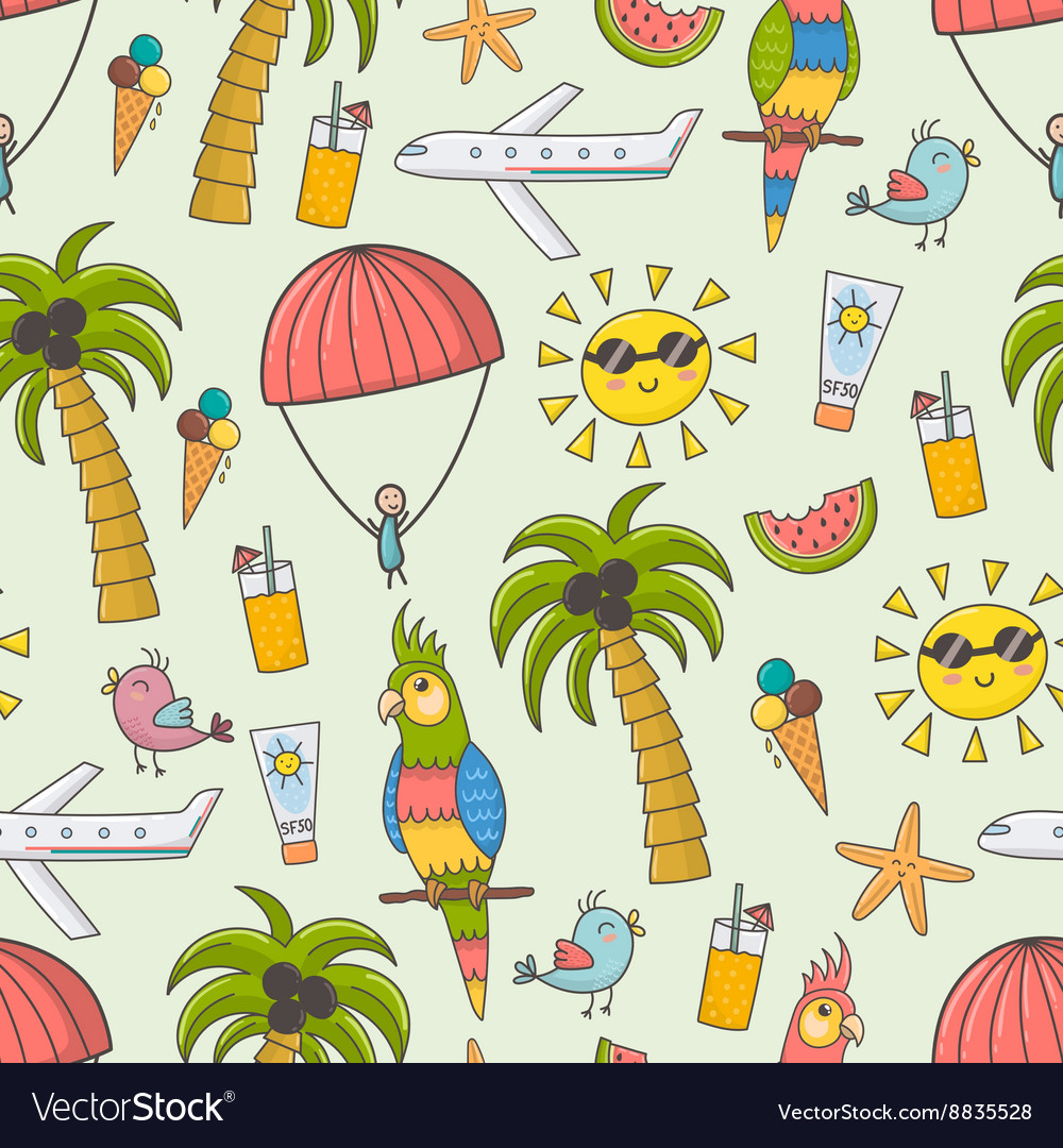 Summer vacation seamless pattern Royalty Free Vector Image
