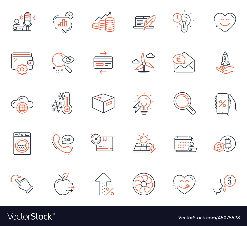 Technology icons set included icon as electricity Vector Image