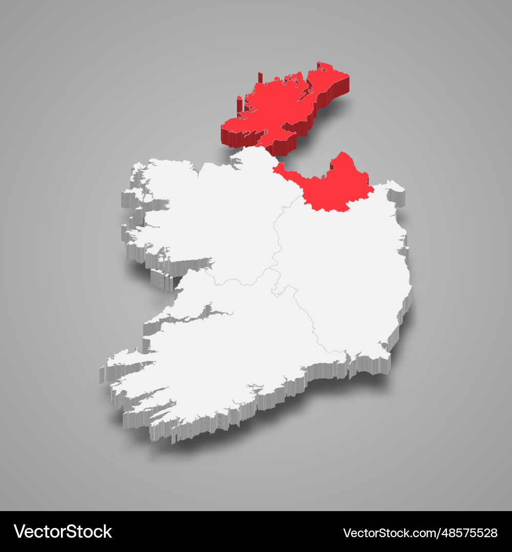 Ulster province location within ireland 3d map Vector Image