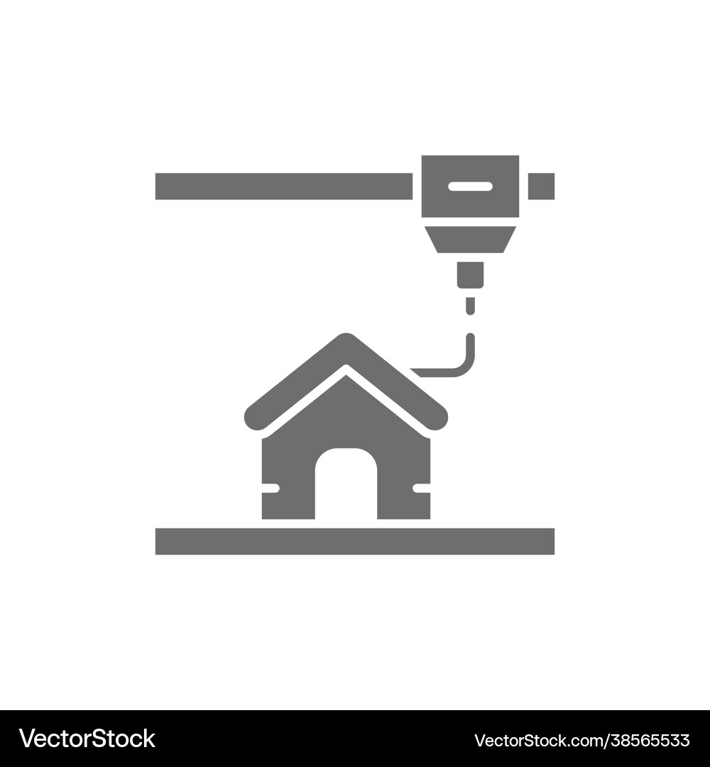 3d printing a house industrial printer grey icon Vector Image