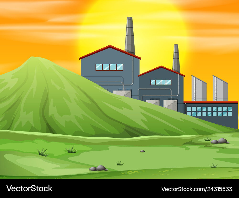A factory in nature scene Royalty Free Vector Image