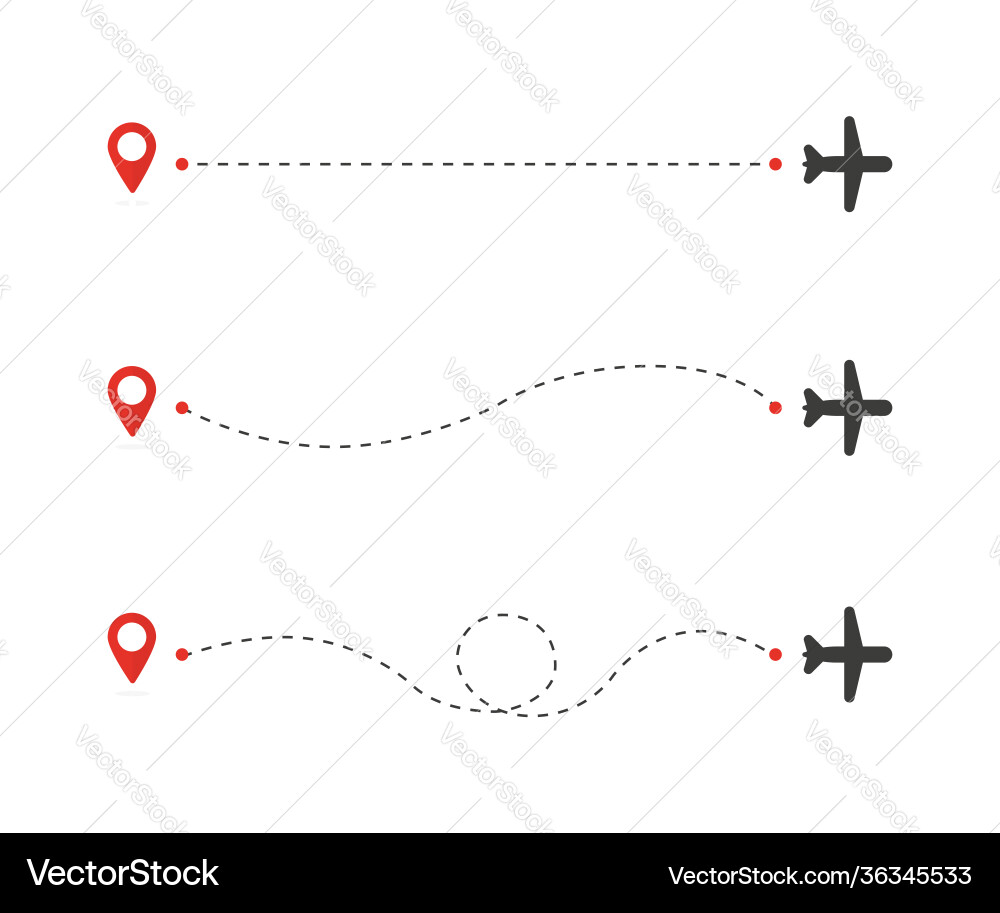 Abstract icon with black airplane route line Vector Image