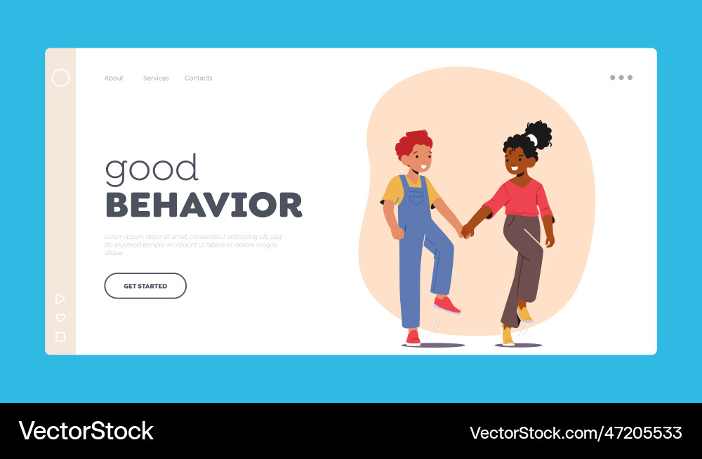 Children characters good behavior landing page Vector Image