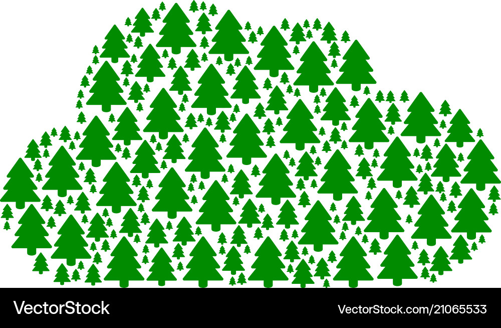 Cloud collage of fir-tree icons Royalty Free Vector Image