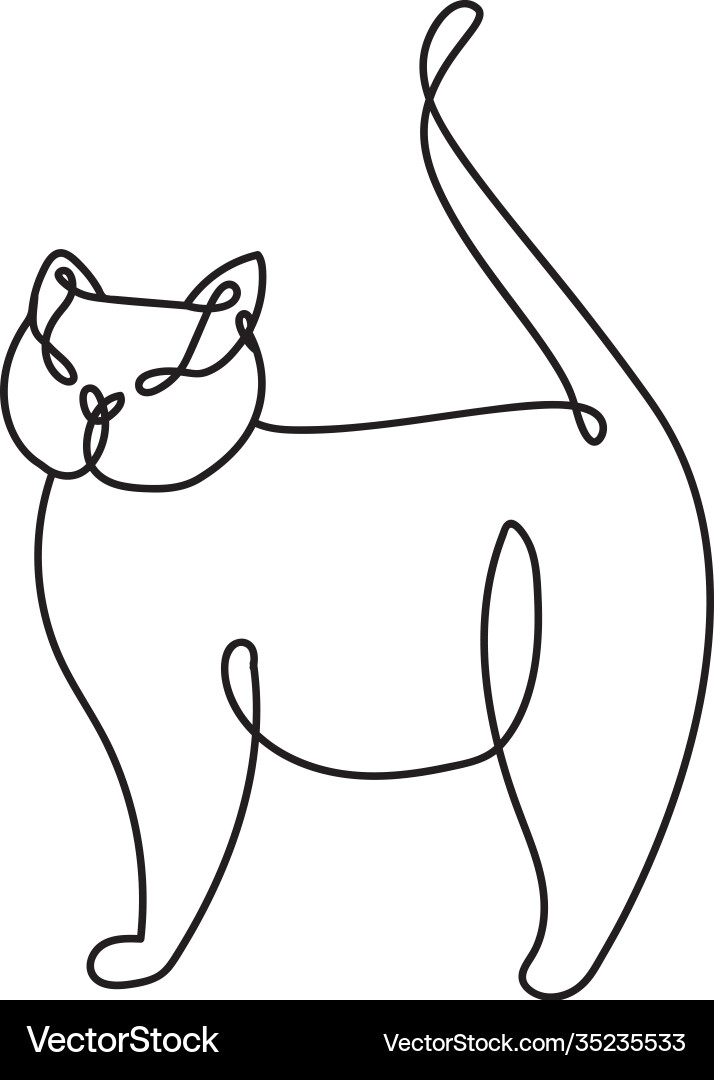 Cute cat mascot one line style icon Royalty Free Vector