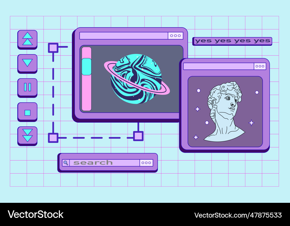 Cute retro vaporwave desktop with message retro Vector Image