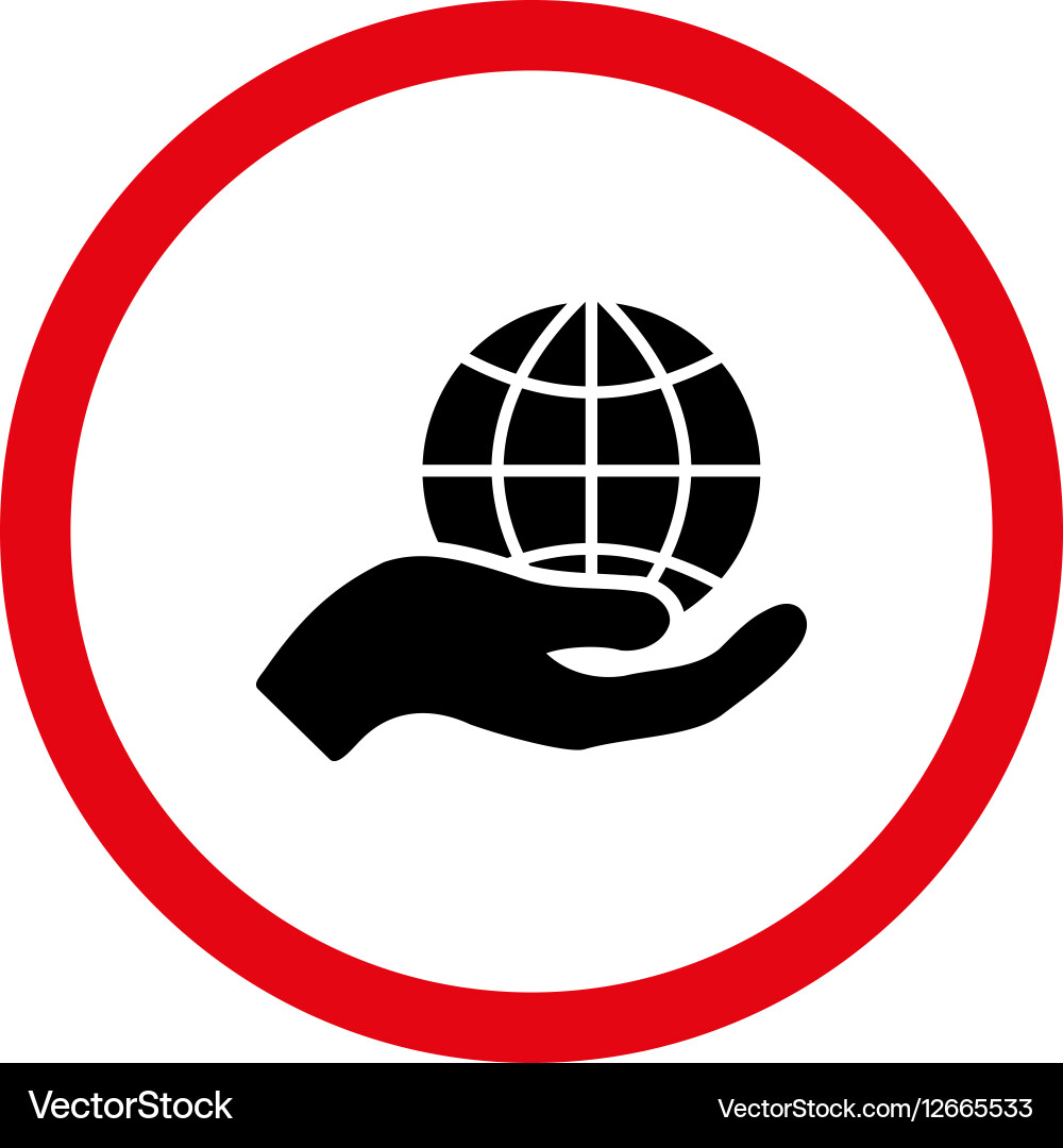 Global care flat rounded icon Royalty Free Vector Image