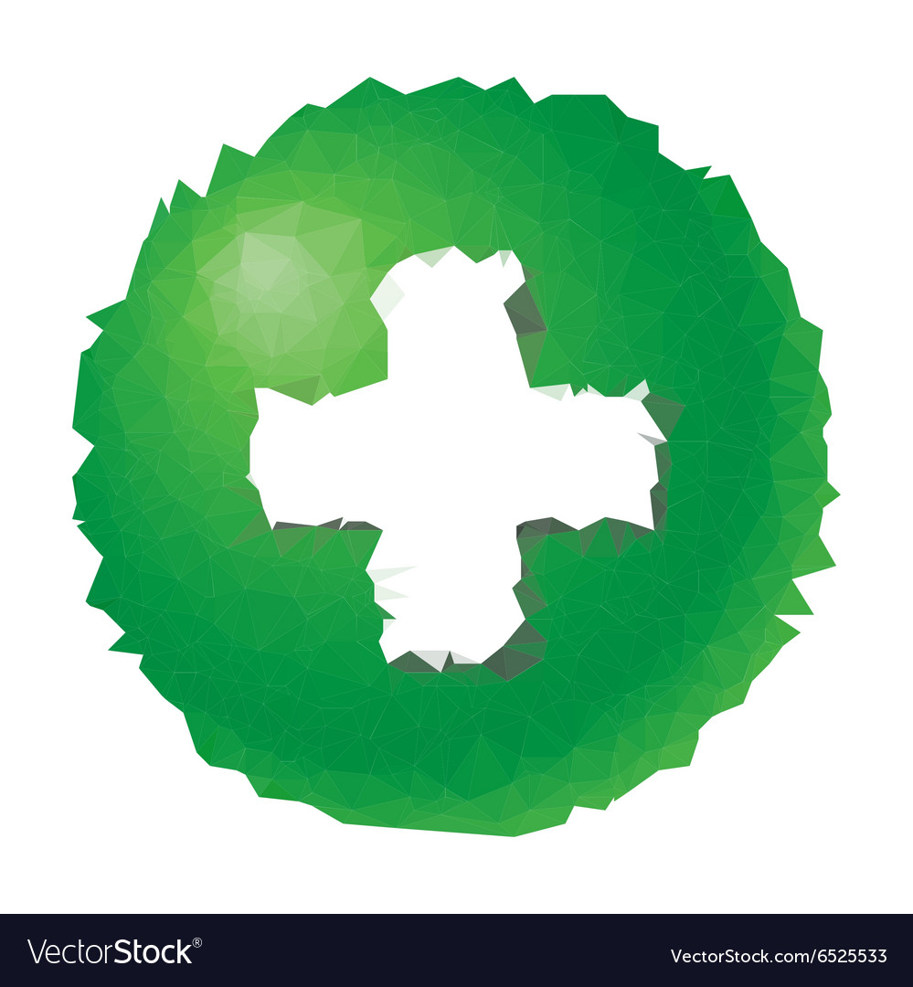 Low poly - plus button Royalty Free Vector Image