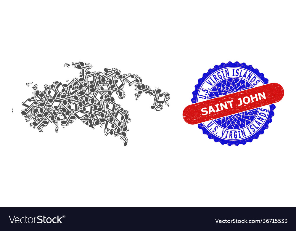 Melody notes pattern for saint john island map Vector Image