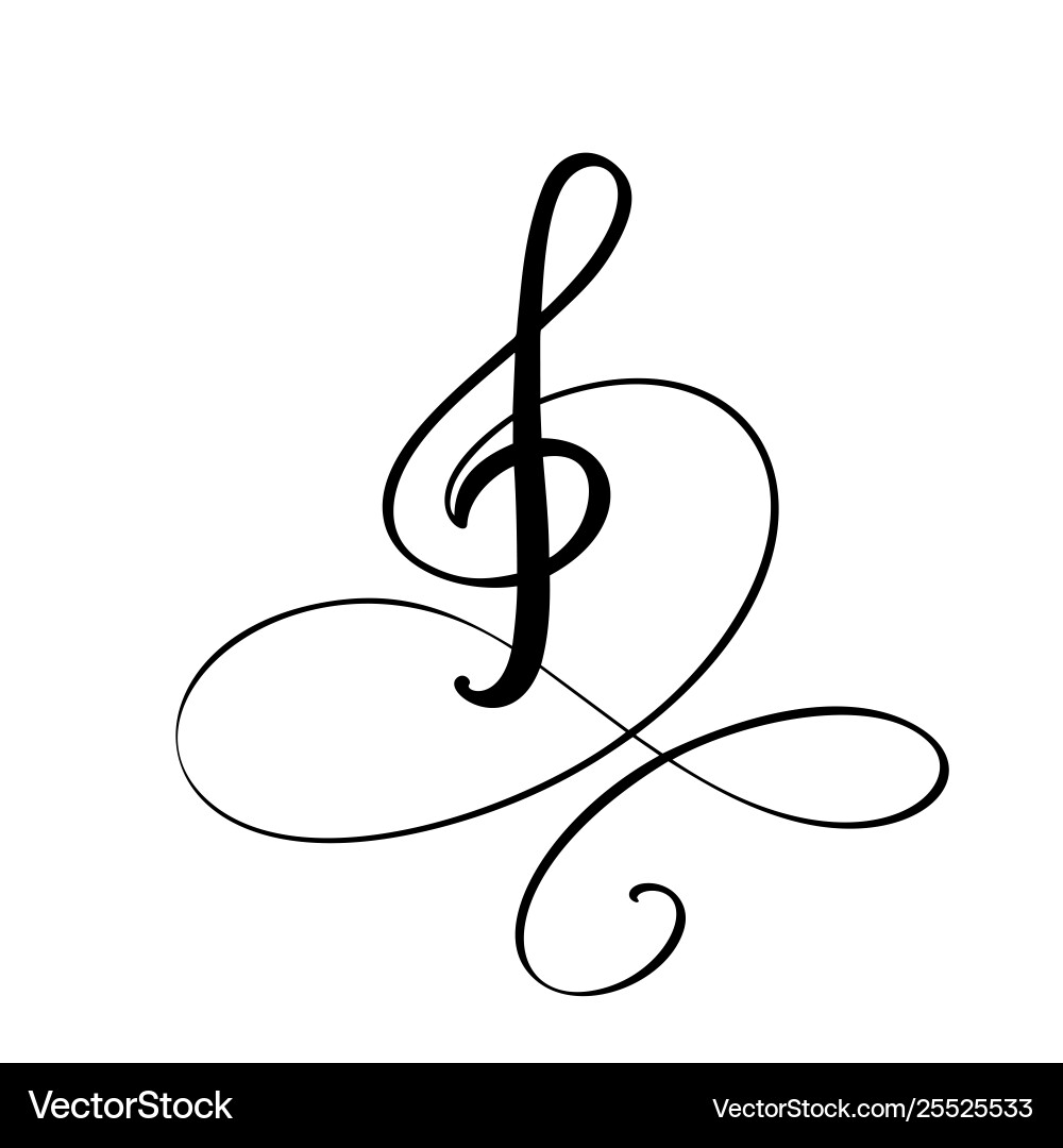Music key hand drawn logo and icon Royalty Free Vector Image