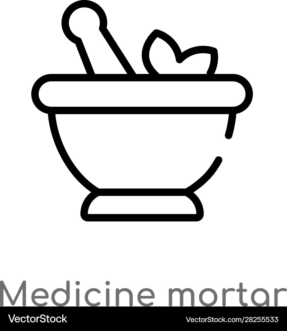 Outline medicine mortar icon isolated black Vector Image