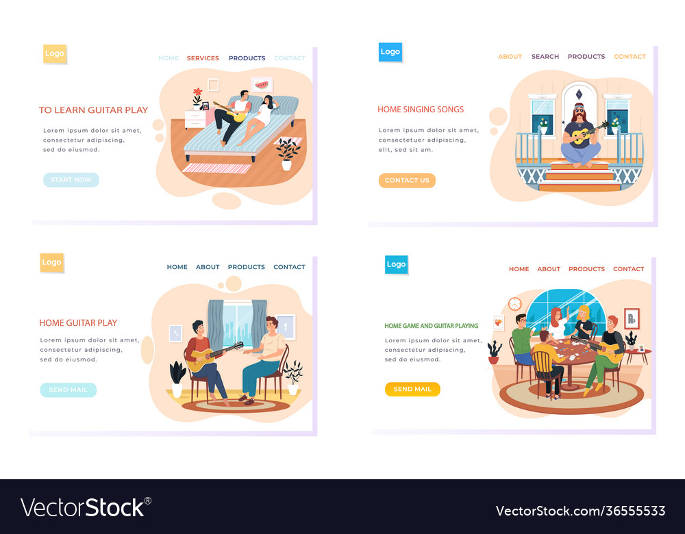Set website with lessons Royalty Free Vector Image
