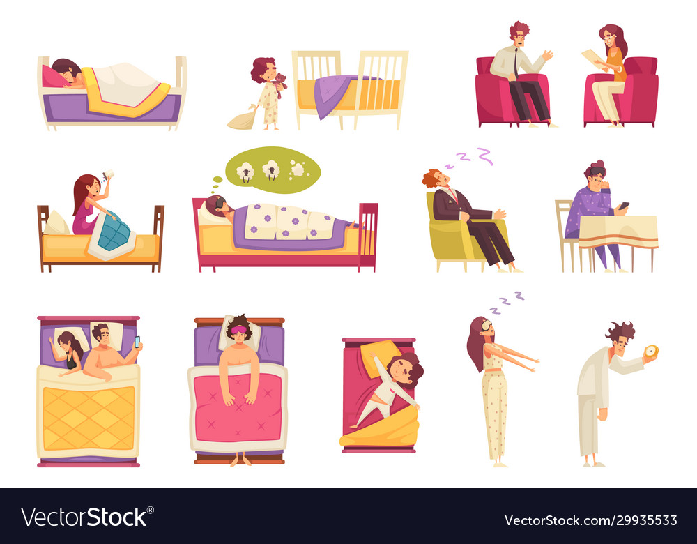 Sleep time set Royalty Free Vector Image - VectorStock