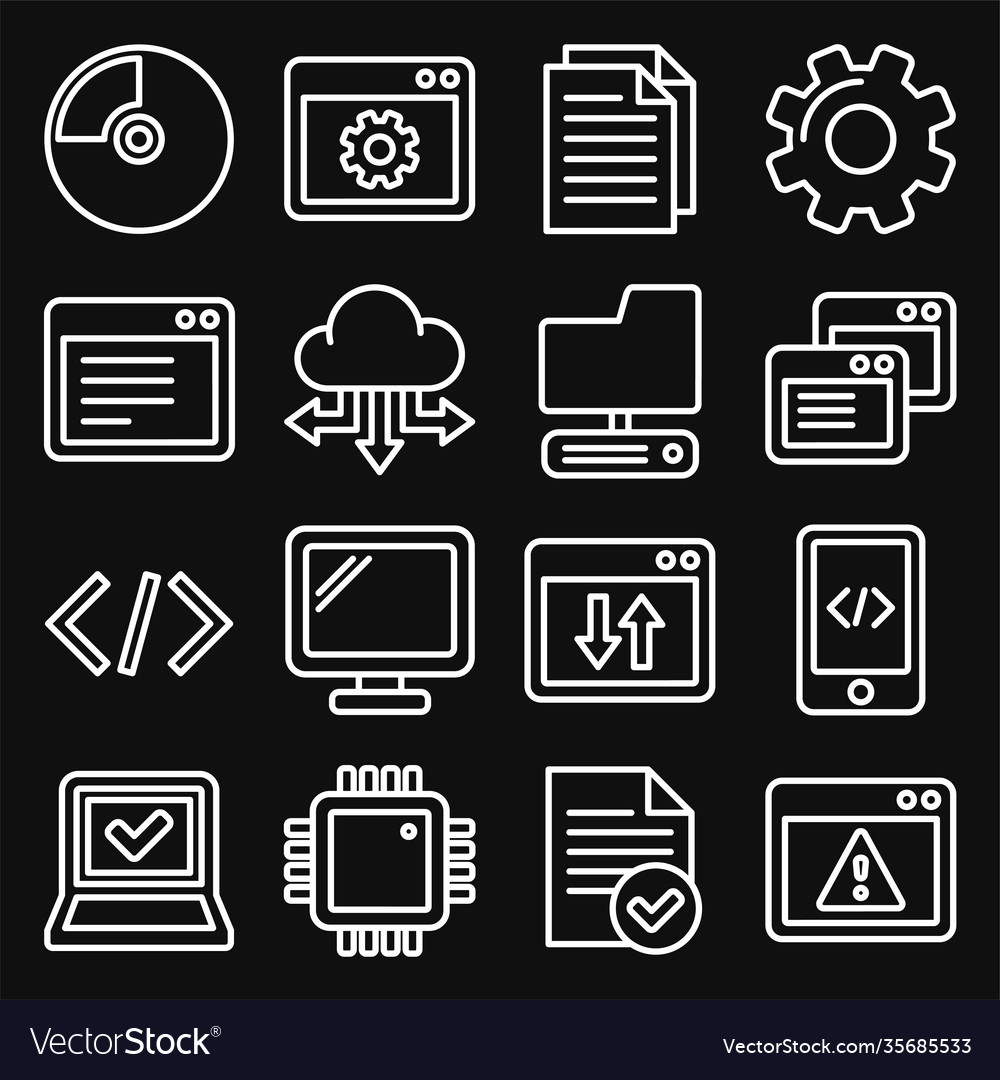 Software and hardware programing icons set line Vector Image