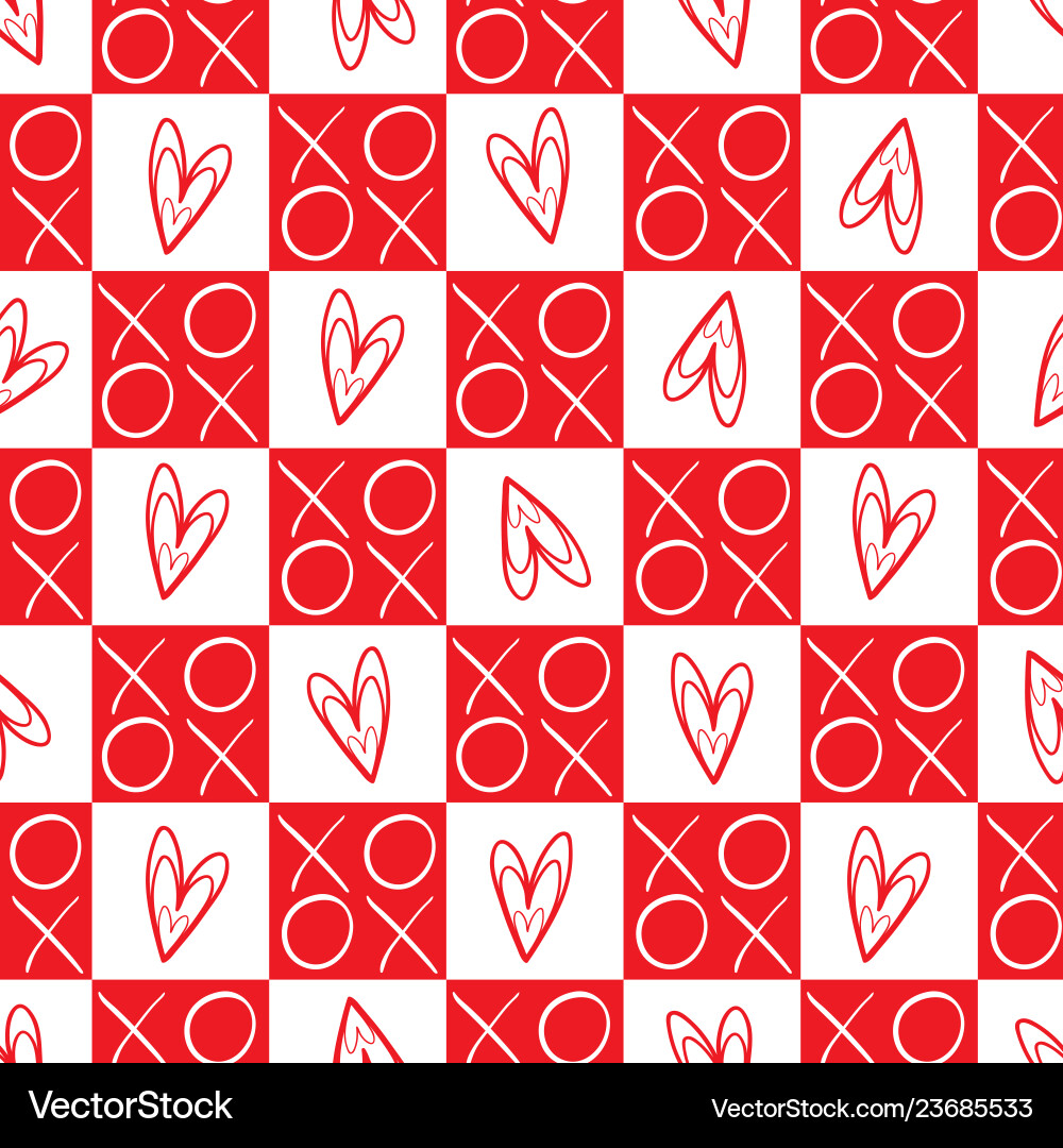 Stylish red and white checkered hearts hugs Vector Image