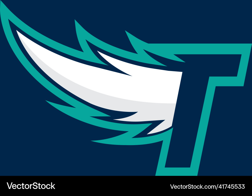 Wings logo with letter t design badges Royalty Free Vector