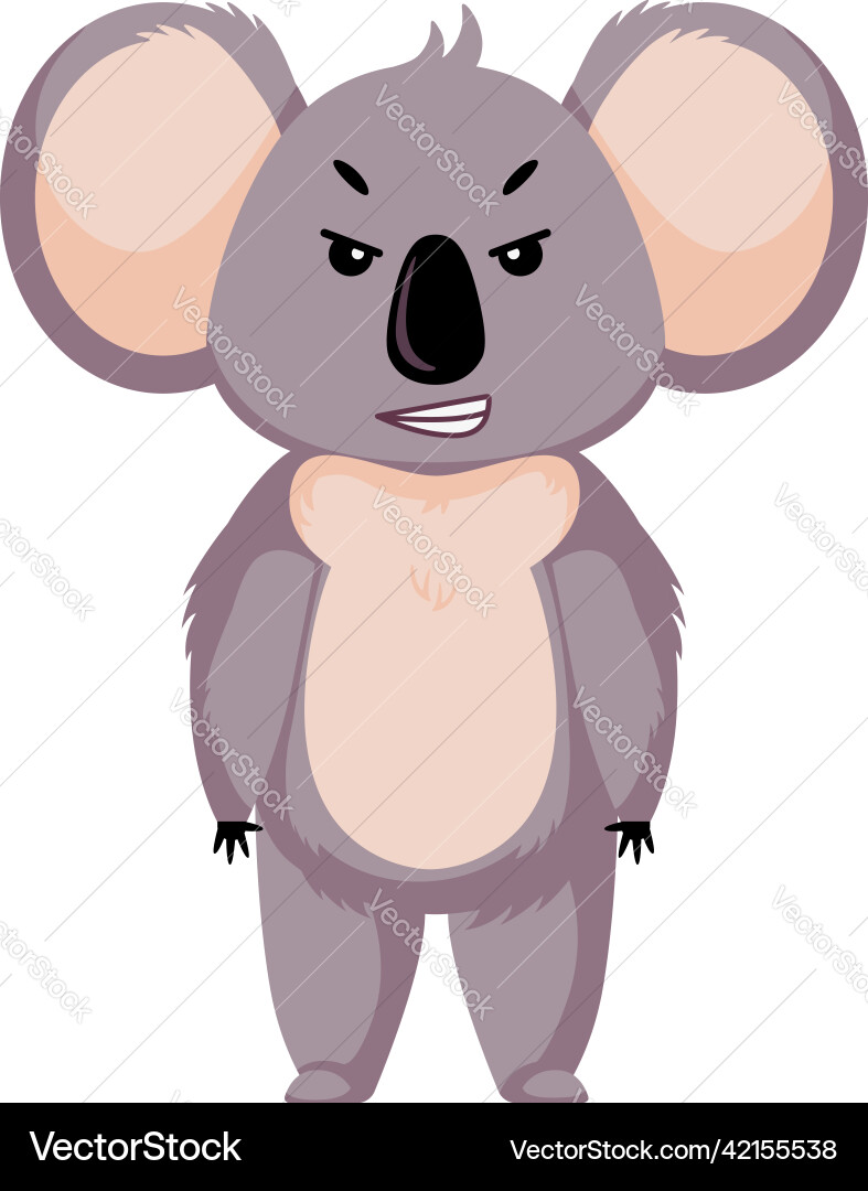 Angry koala isolated on white background cartoon Vector Image