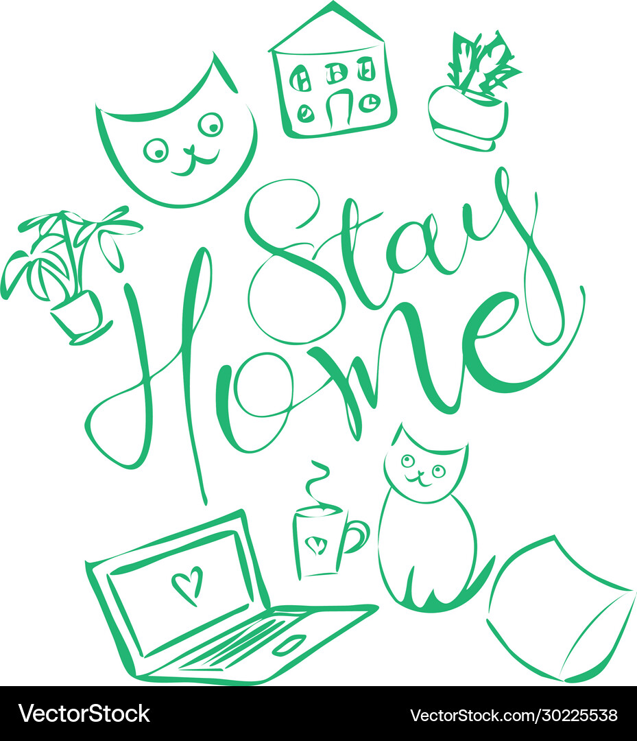 Cute and cozy with text stay home Royalty Free Vector Image