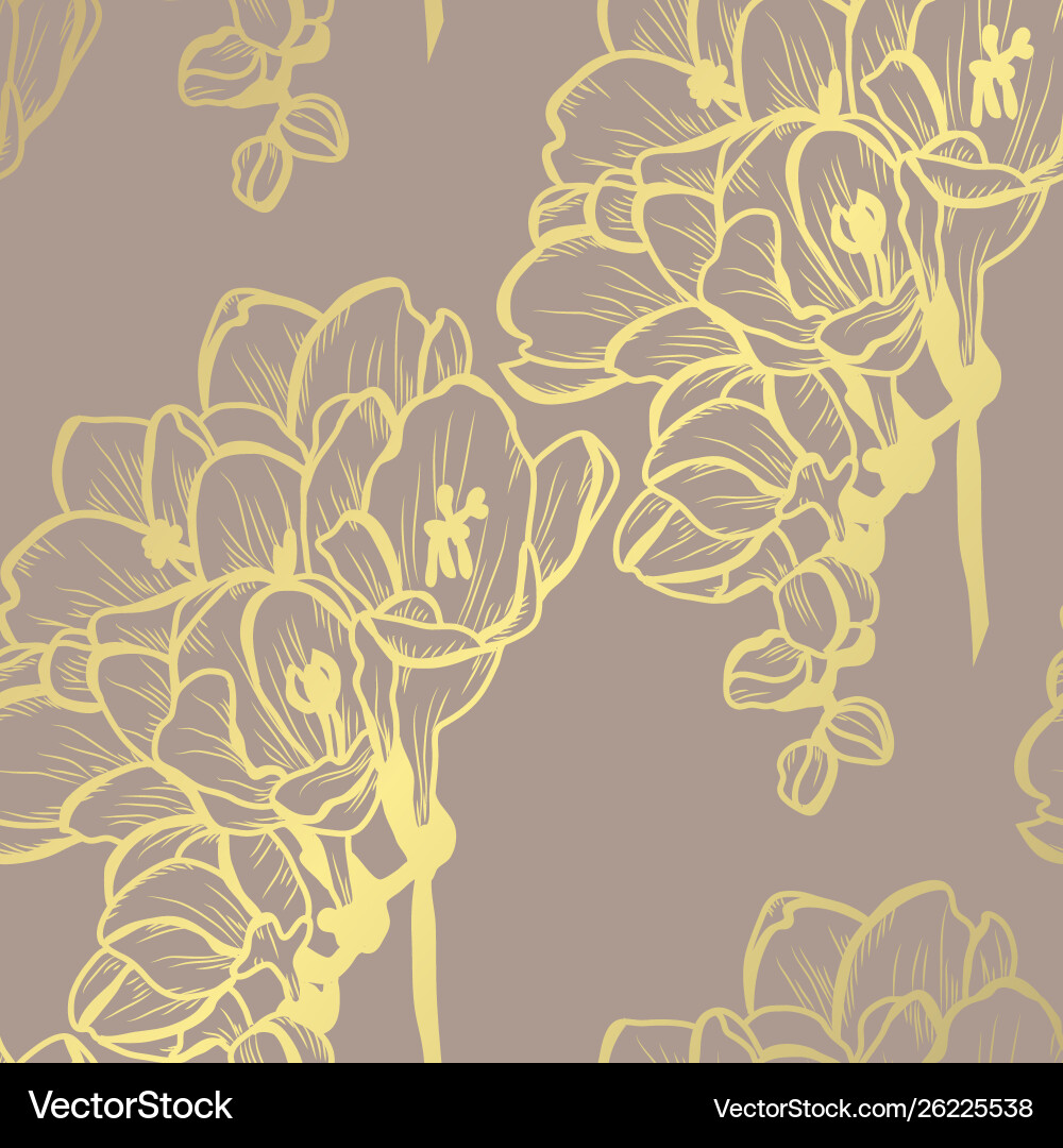 Golden floral pattern Royalty Free Vector Image