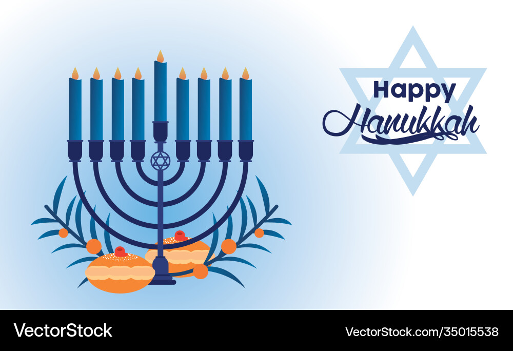 Happy hanukkah celebration with candelabrum Vector Image