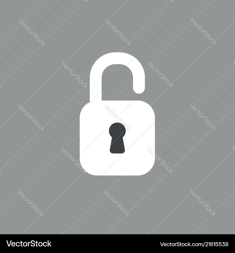 Icon concept of opened padlock on grey background Vector Image